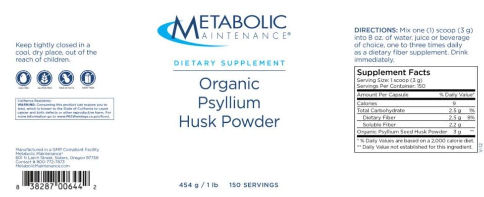 Organic Psyllium Husk Powder - 150 Servings | Healthy Habits Living
