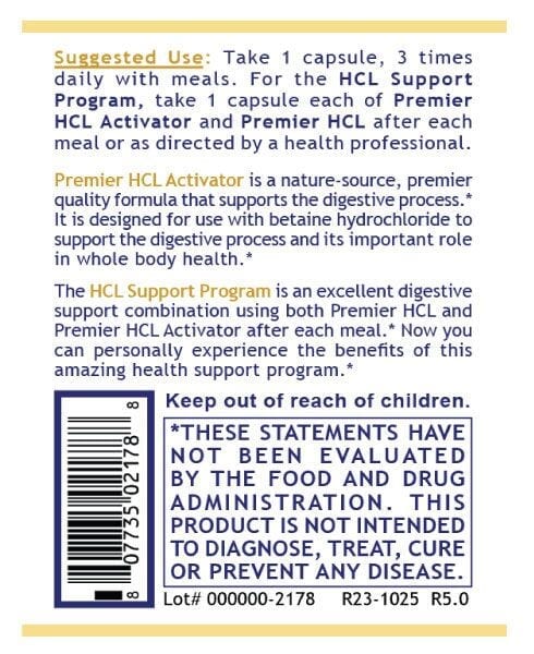 HCL Activator, Premier - 90 Capsules – Healthy Habits Living