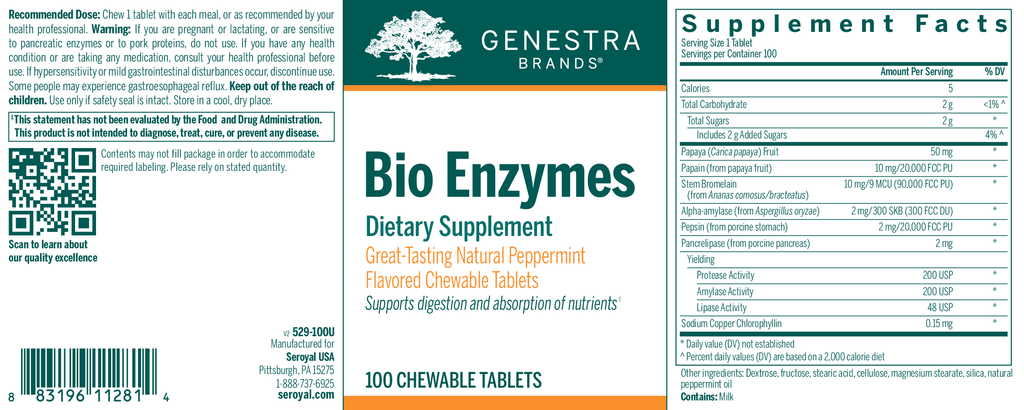 Bio Enzymes - 100 Chewable Tablets | Healthy Habits Living