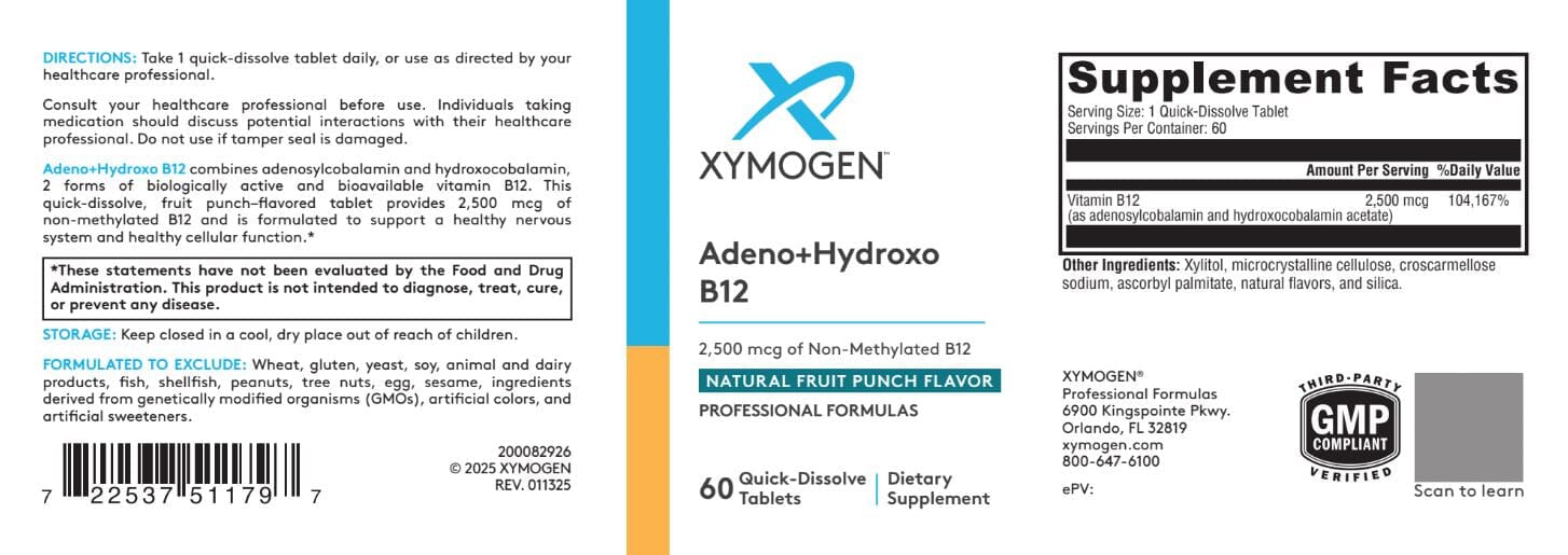 Adeno+Hydroxo B12 - 60 Tablets Default Category Xymogen