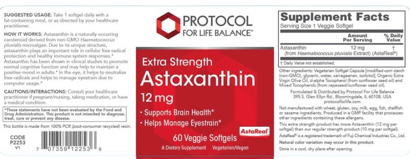 Astaxanthin 12mg - 60 Capsules Default Category Protocol for Life Balance