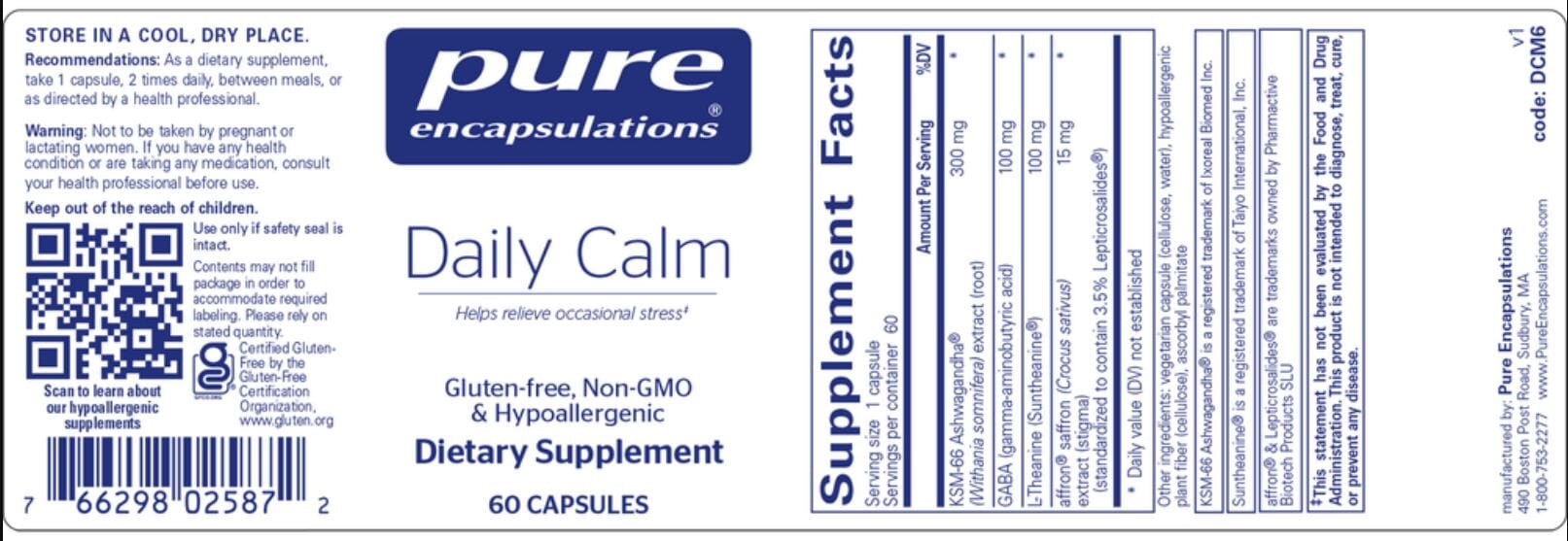 Daily Calm - 60 Capsules Default Category Pure Encapsulations