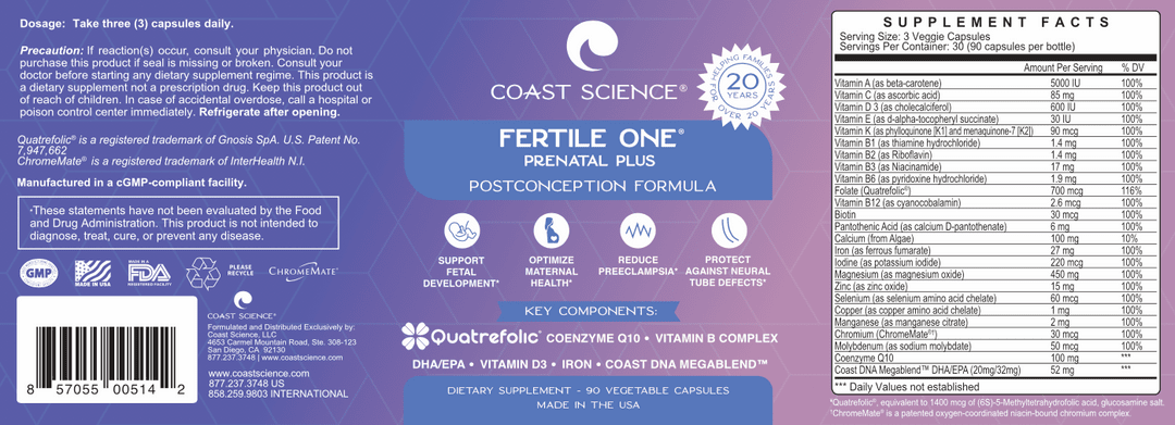 Fertile One Prenatal Plus Formula - 90 Capsules | Healthy Habits Living