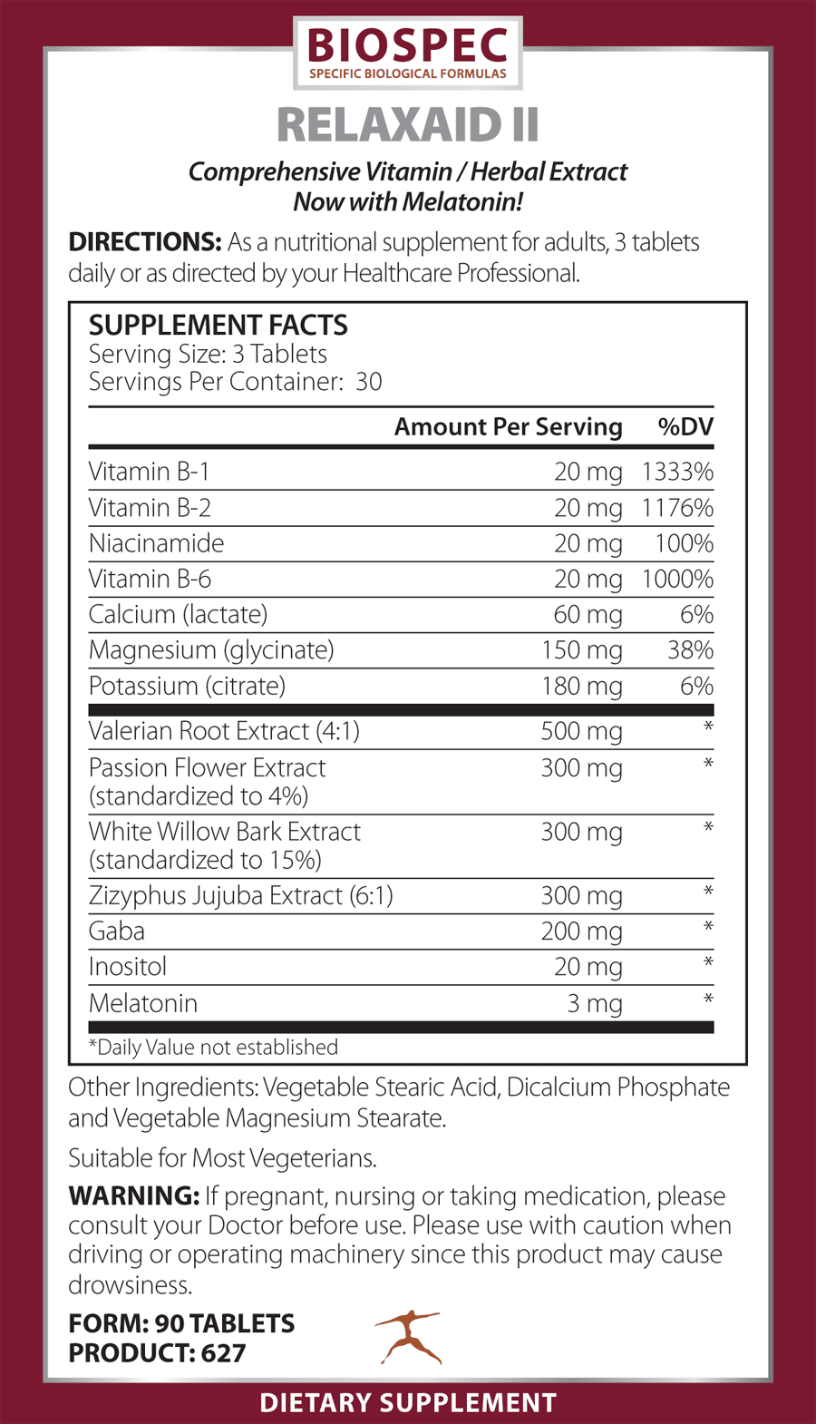 Relaxaid II - 90 Tablets | Healthy Habits Living