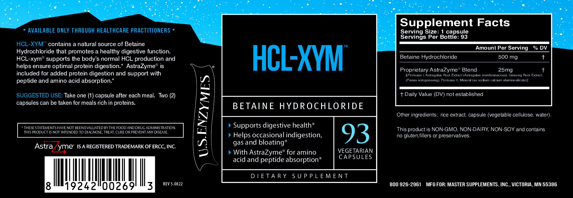 HCL-XYM™ - 93 Capsules Default Category U.S. Enzymes