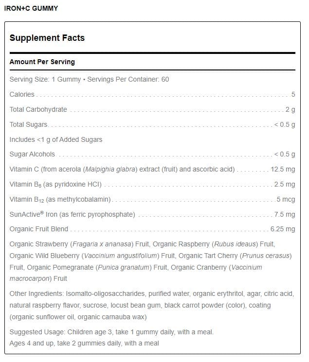 Iron+C Gummy - 60 Gummies | Healthy Habits Living
