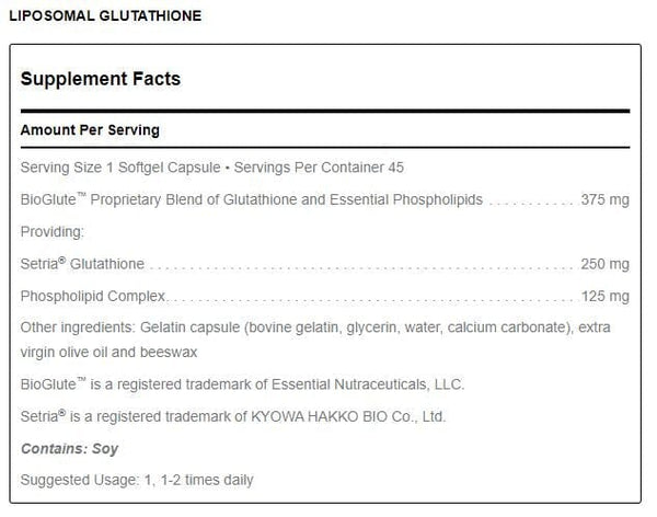 Liposomal Glutathione - 45 Softgel Capsules – Healthy Habits Living