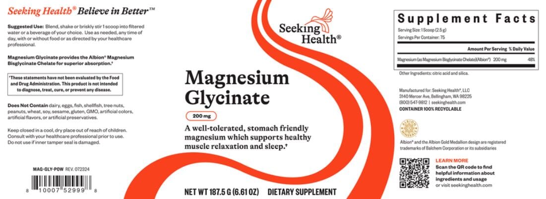 Magnesium Glycinate Powder - 75 Servings Default Category Seeking Health