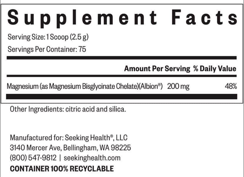 Magnesium Glycinate Powder - 75 Servings Default Category Seeking Health