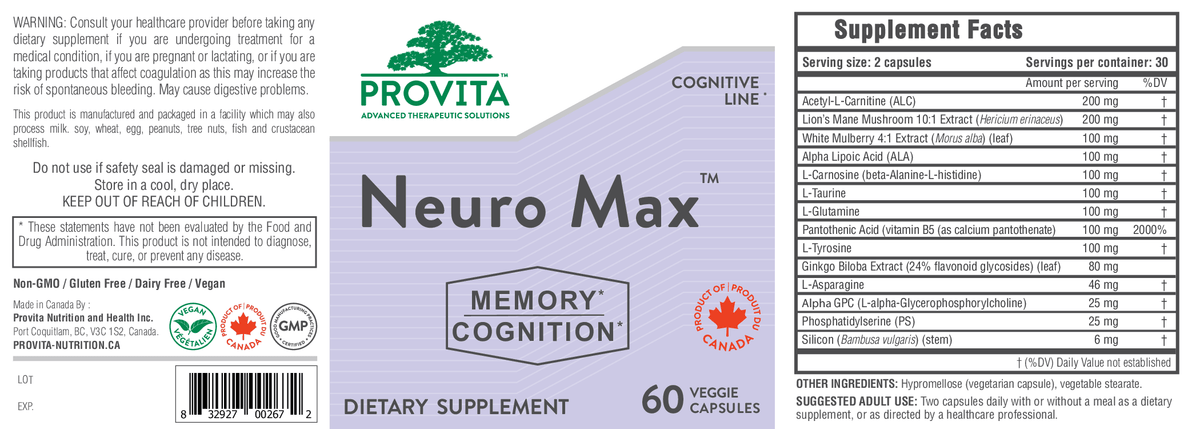 Neuro Max™ - 60 Capsules | Healthy Habits Living