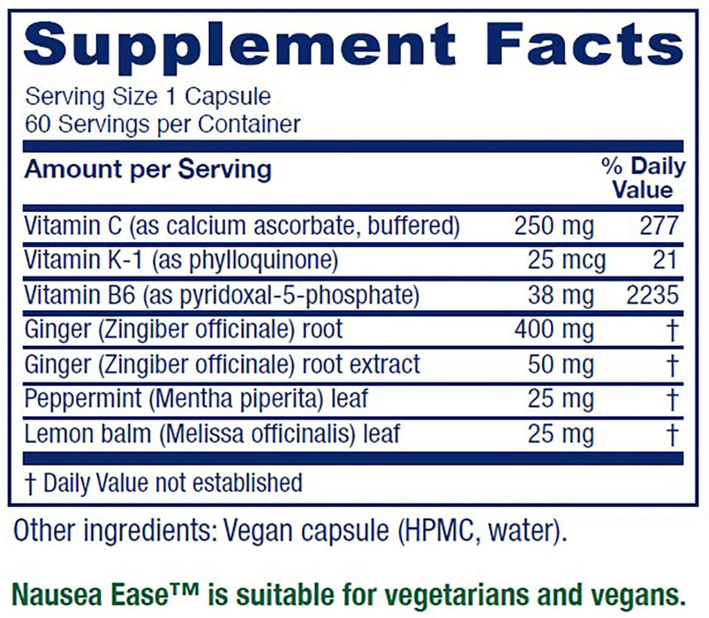 Nausea Ease™ - 60 Capsules – Healthy Habits Living