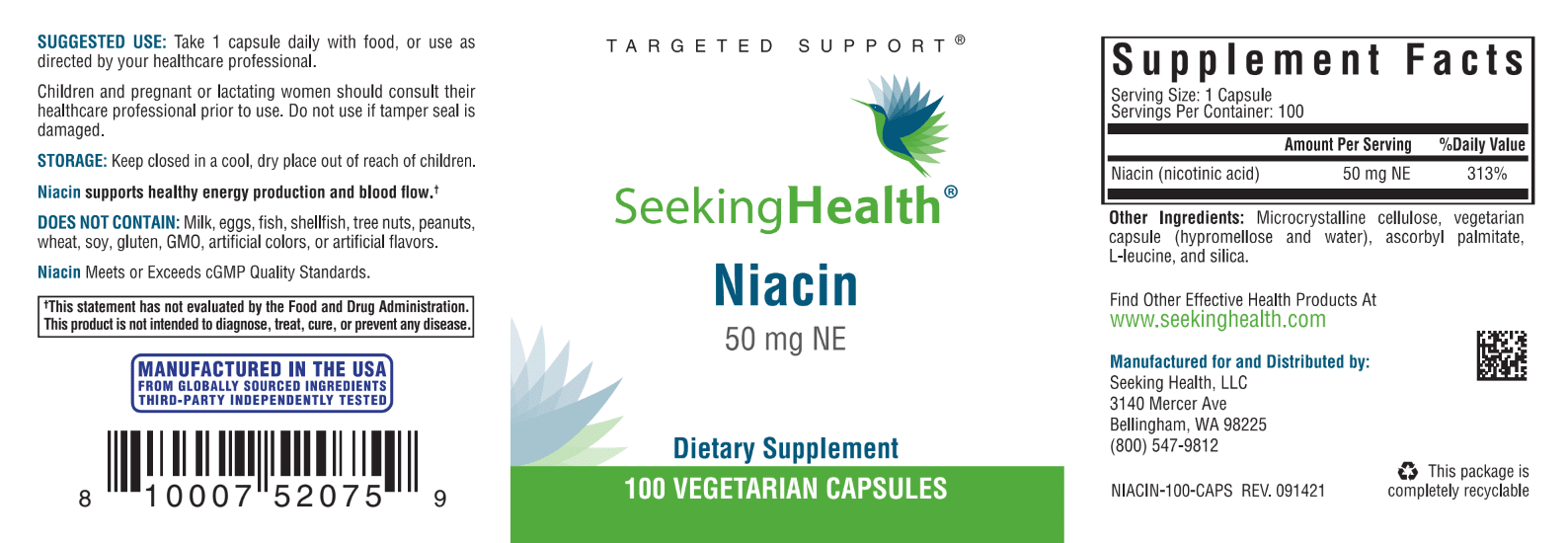 Niacin - 100 Capsules | Healthy Habits Living