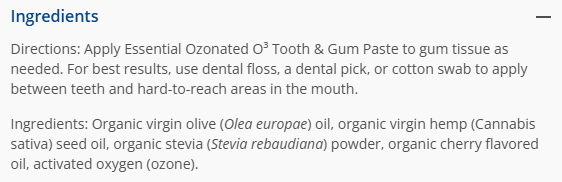 Essential O3 Ozonated Tooth & Gum Paste Default Category BioPure