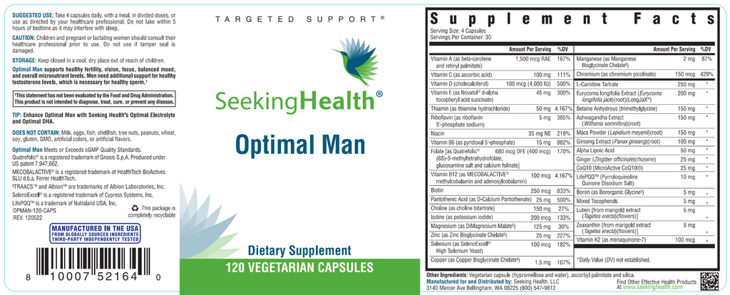 Optimal Man - 120 Capsules | Healthy Habits Living
