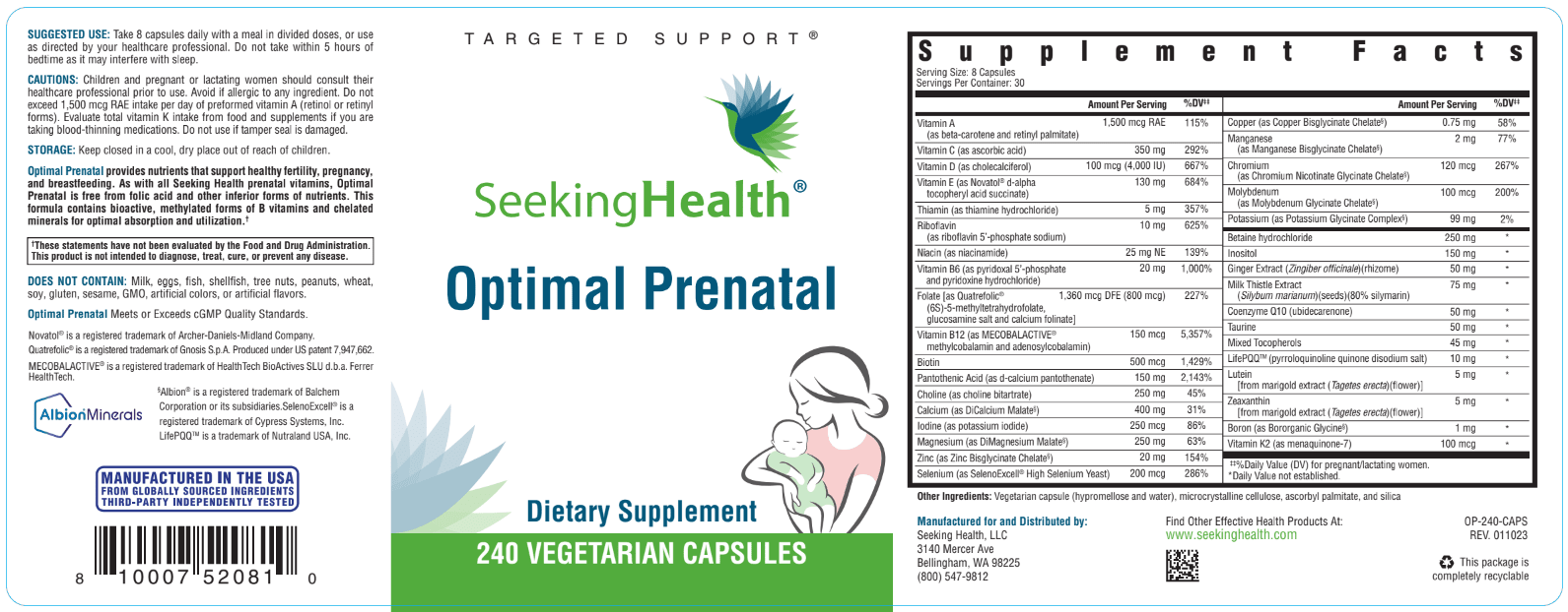 Optimal Prenatal - 240 Capsules | Healthy Habits Living