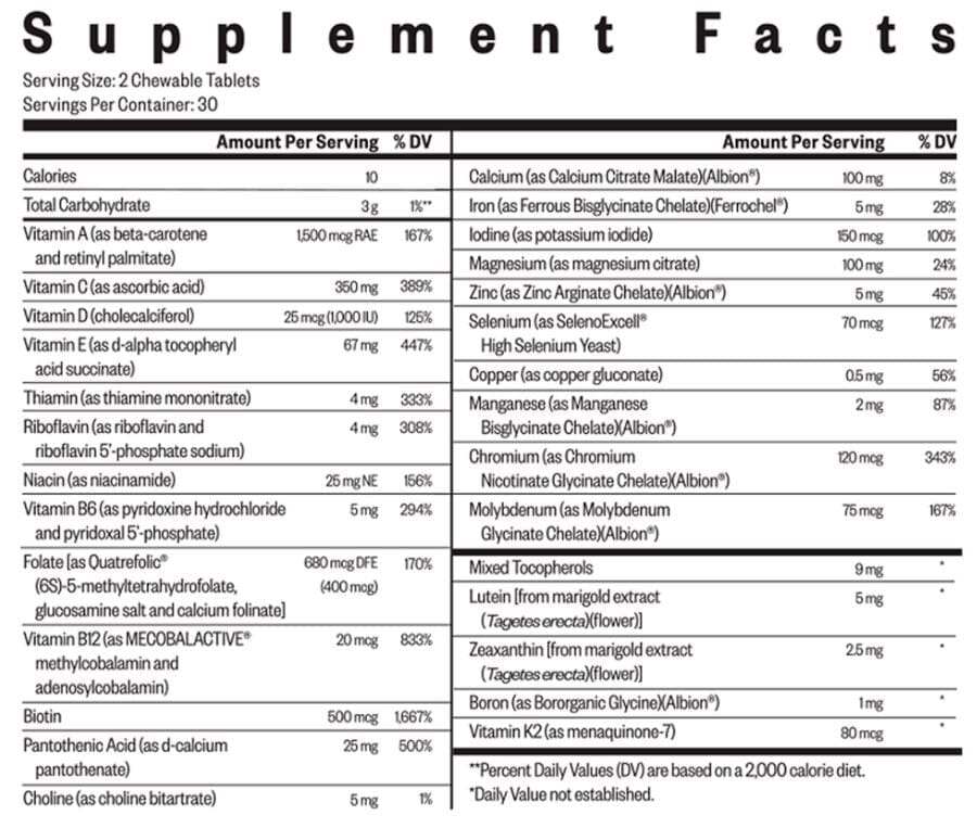 Optimal Multivitamin Chewable - 60 Tablets Default Category Seeking Health