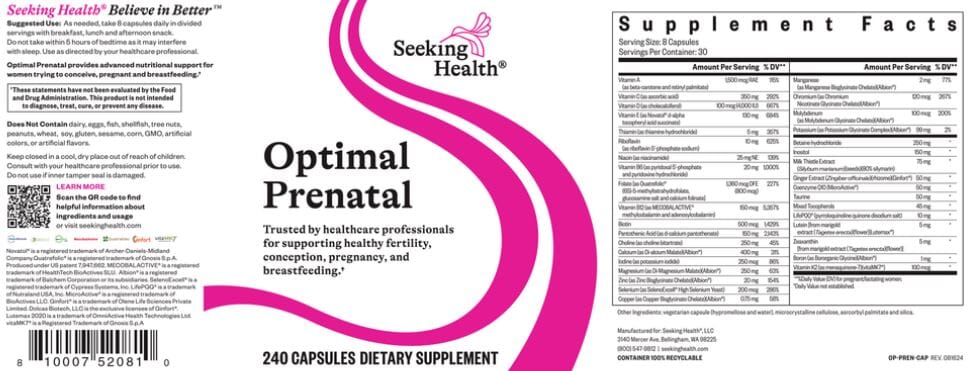 Optimal Prenatal - 240 Capsules Default Category Seeking Health
