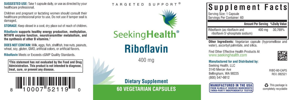 Riboflavin - 60 Capsules | Healthy Habits Living