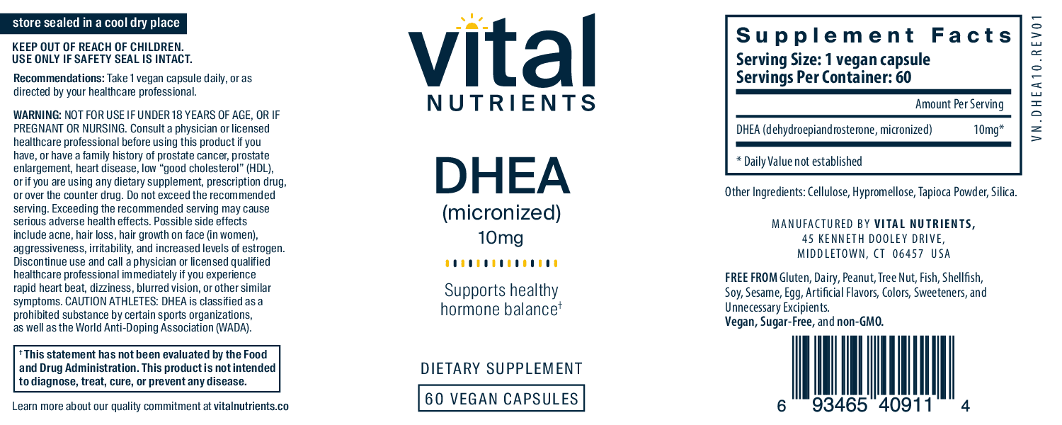DHEA (micronized) 10 mg - 60 Capsules | Healthy Habits Living