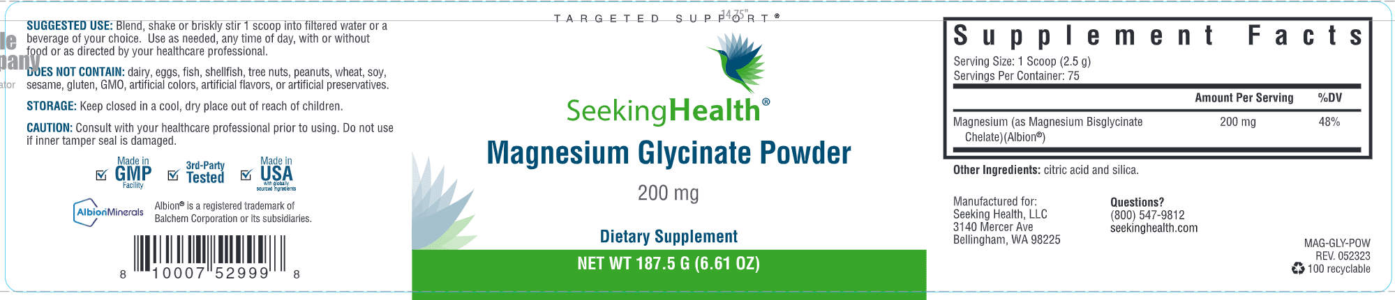 Magnesium Glycinate Powder - 75 Servings – Healthy Habits Living