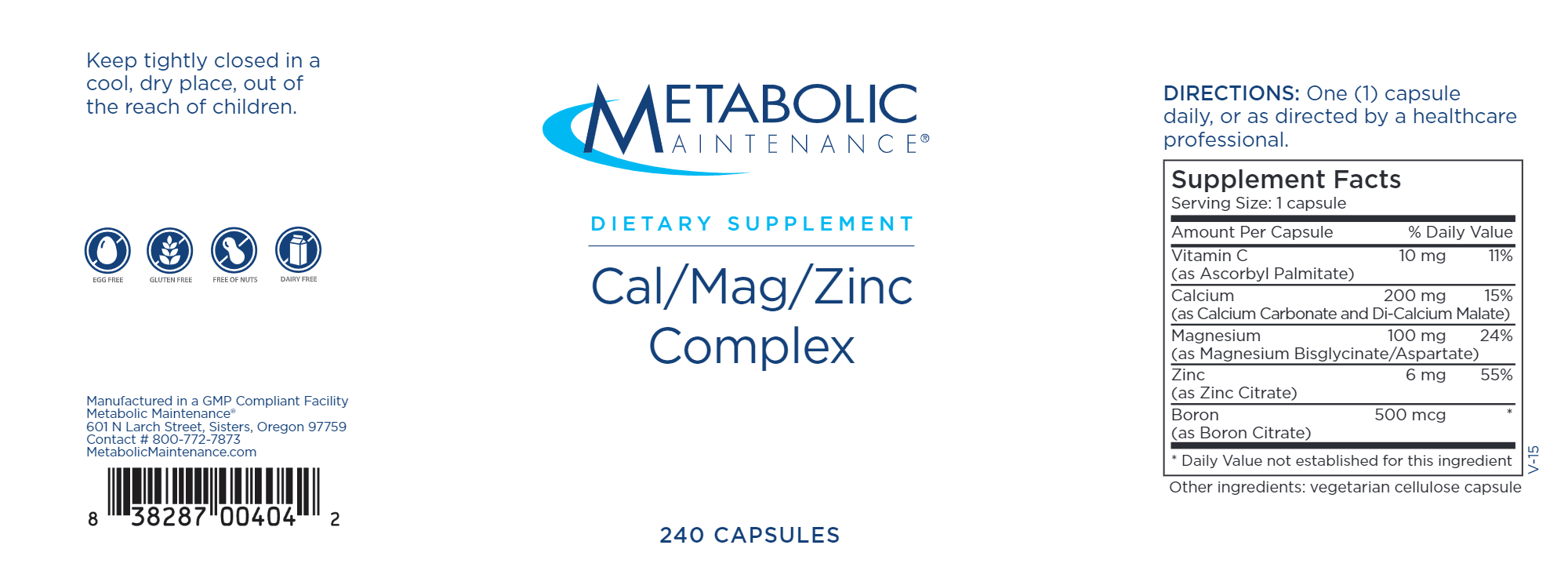 Cal/Mag/Zinc Complex - 240 Capsules – Healthy Habits Living