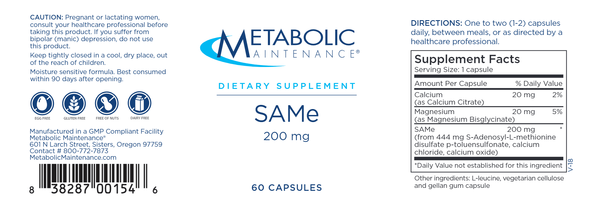 SAMe 200 mg - 60 Capsules | Healthy Habits Living
