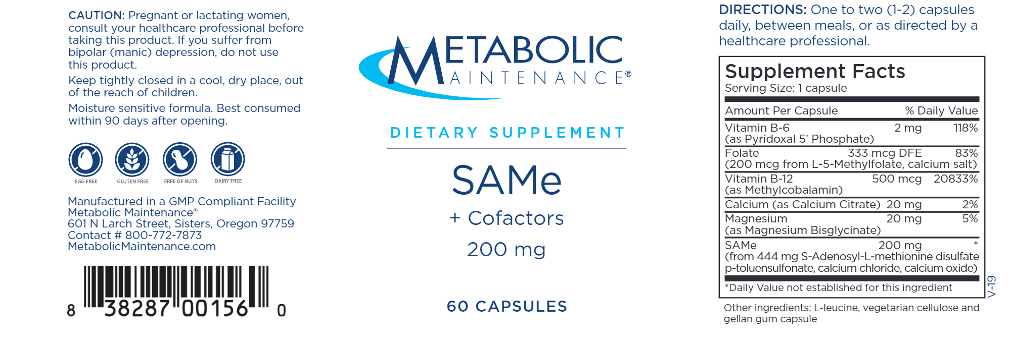 SAMe + Cofactors 200 mg - 60 Capsules | Healthy Habits Living