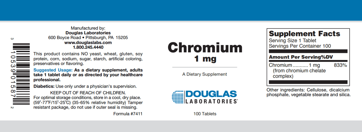 Chromium (1 mg.) - 100 Tablets | Healthy Habits Living