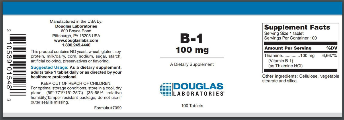 B-1 - 100 Tablets | Healthy Habits Living