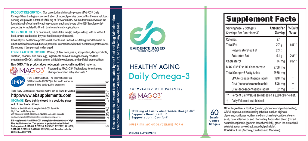 Daily Omega-3 - 60 Softgels | Healthy Habits Living