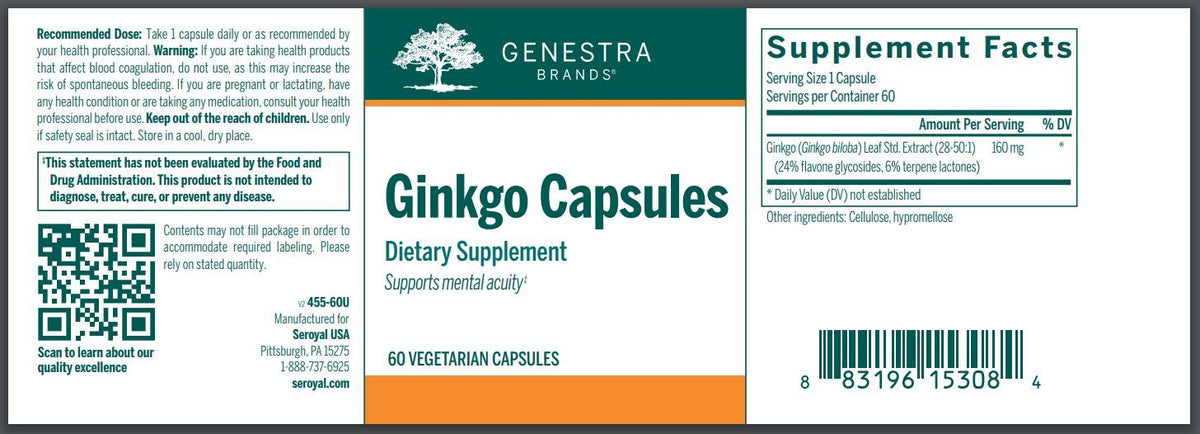 Ginkgo Capsules - 60 capsules – Healthy Habits Living
