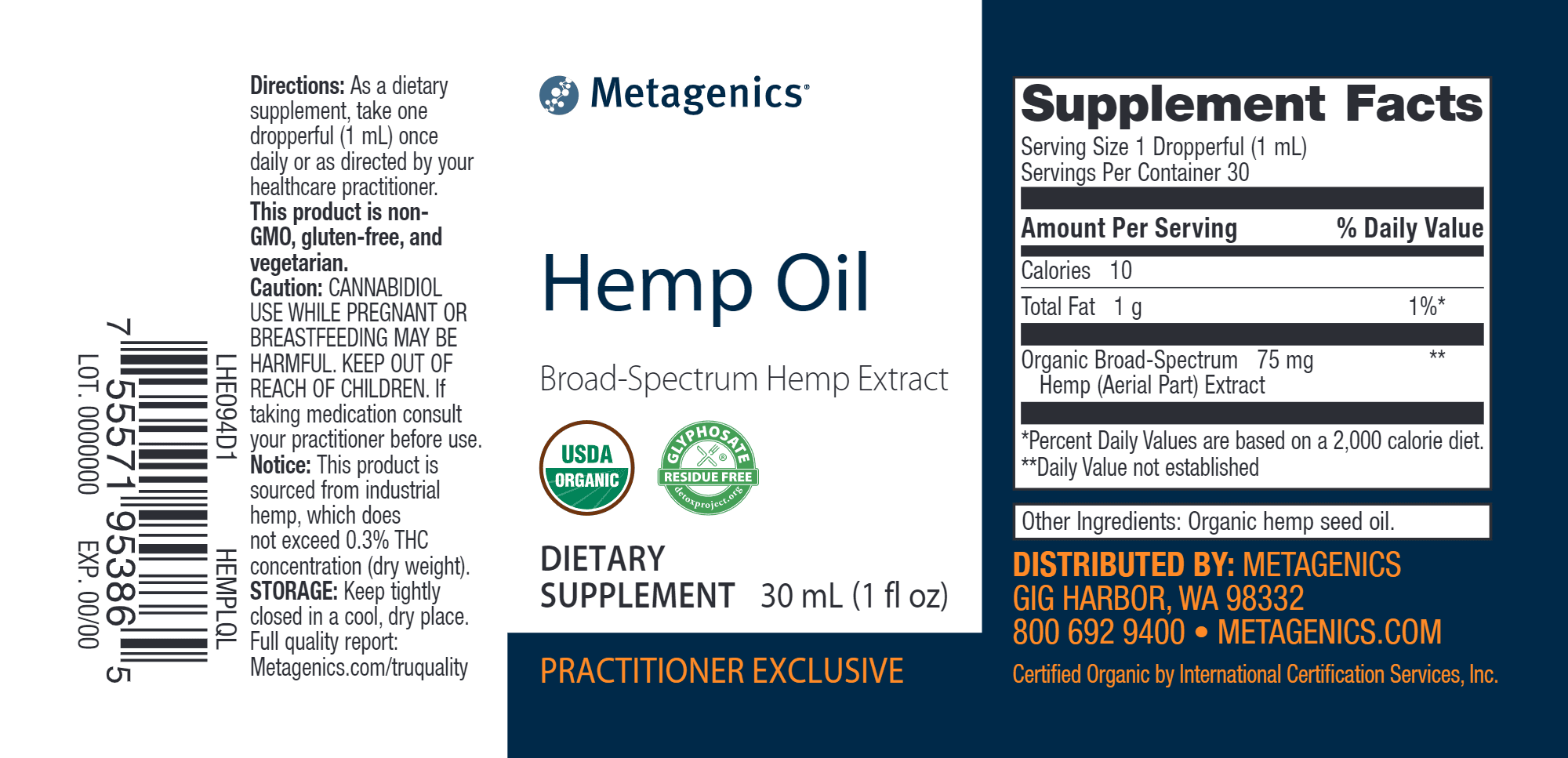Hemp Oil - 1 fl oz | Healthy Habits Living