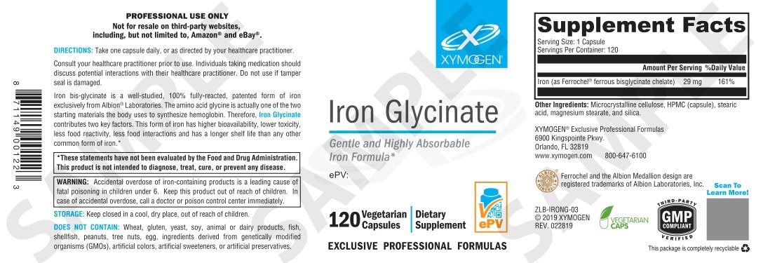 Iron Glycinate - 120 Capsules | Healthy Habits Living