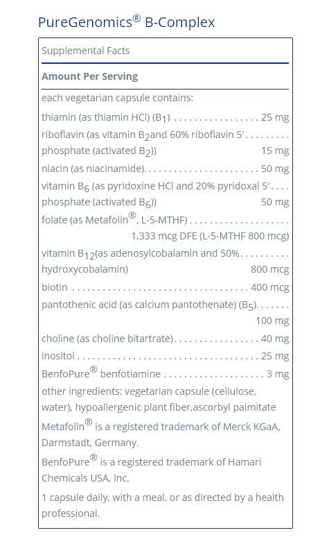 PureGenomics® B-Complex - 120 Capsules – Healthy Habits Living