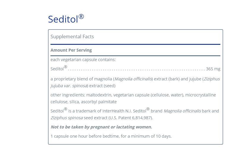 Seditol - 60 capsules | Healthy Habits Living