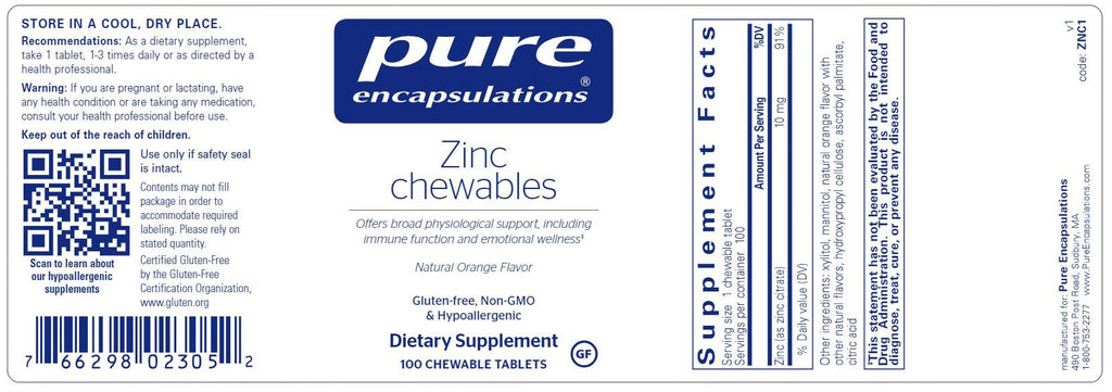 Zinc Chewables - 100 Chewable Tablets | Healthy Habits Living