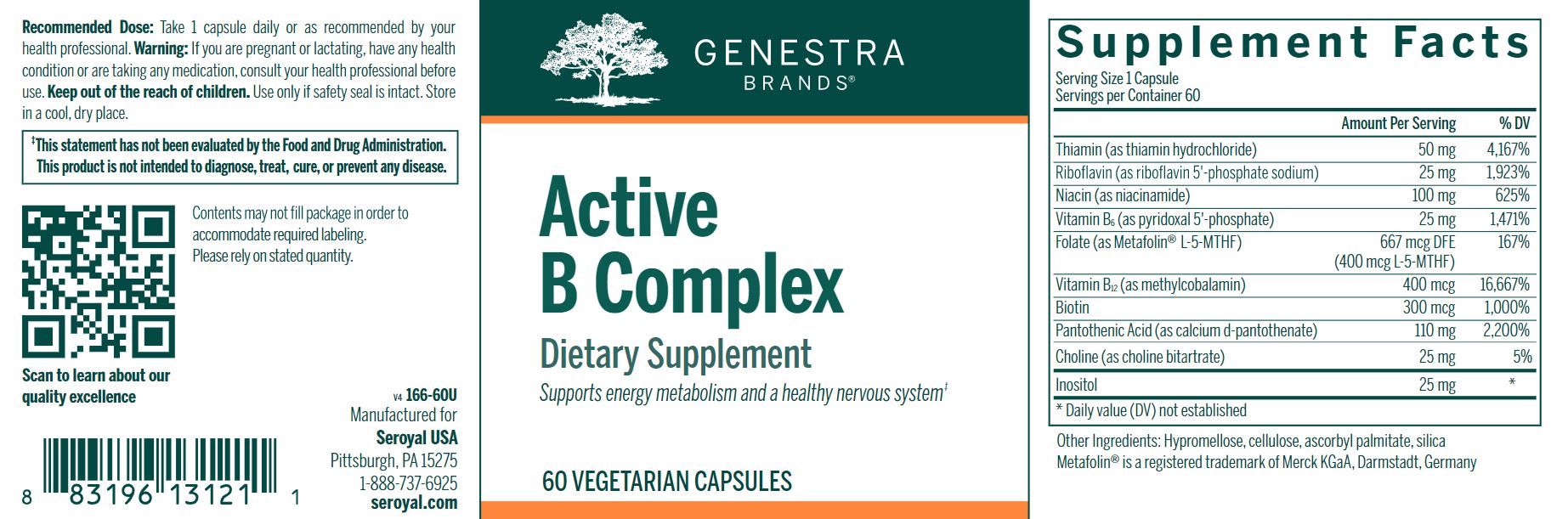Active B Complex - 60 Capsules | Healthy Habits Living