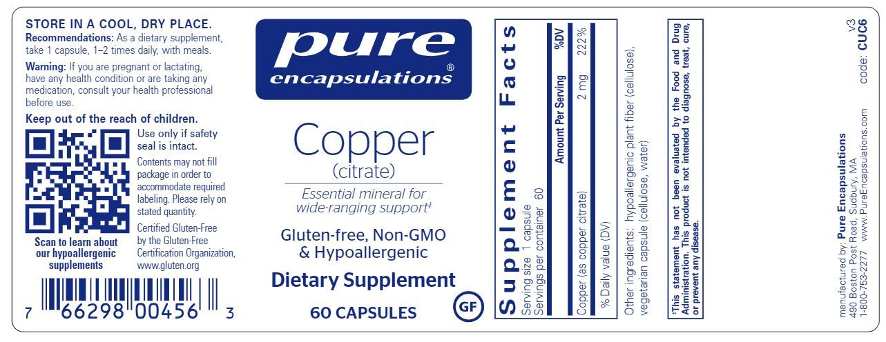 Copper (citrate) - 60 Capsules | Healthy Habits Living