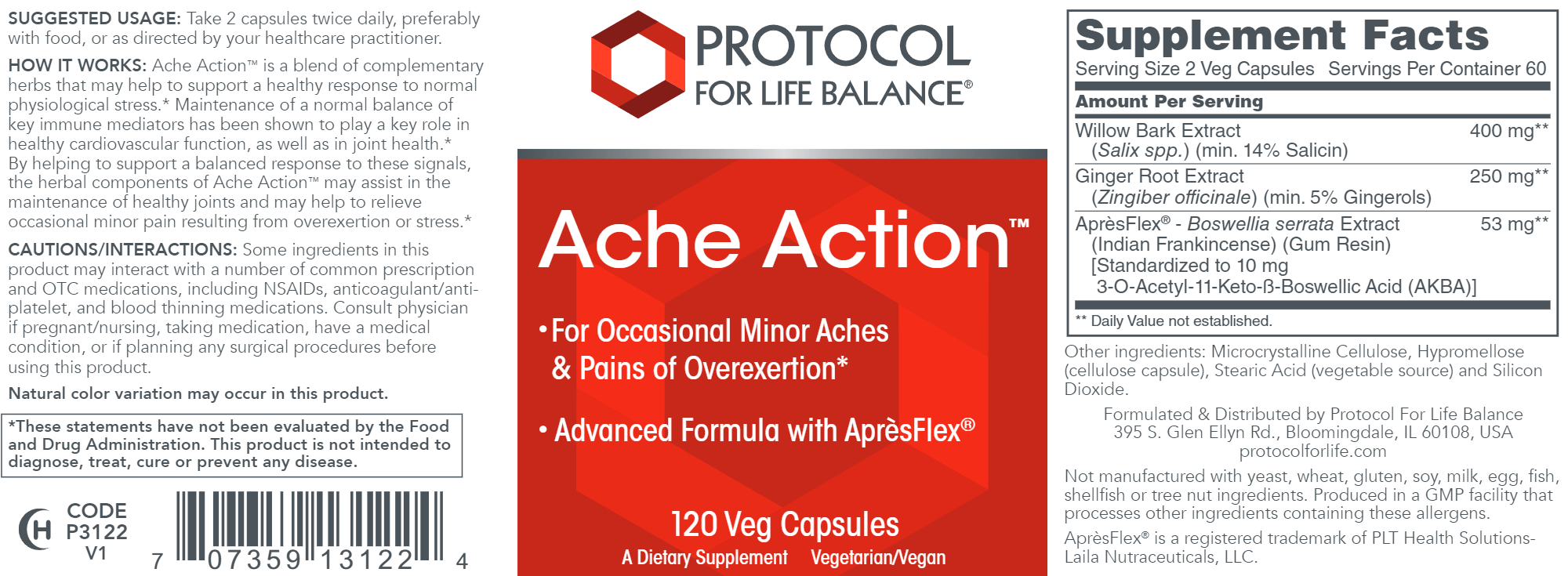 Ache Action - 120 Capsules | Healthy Habits Living