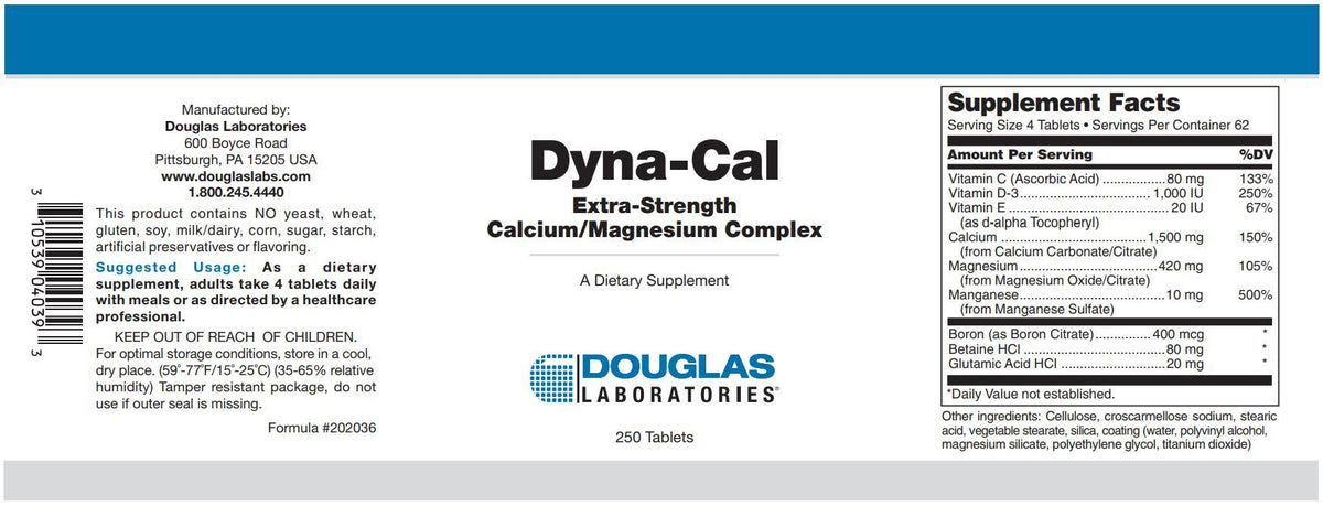 Dyna-Cal - 250 Tablets | Healthy Habits Living