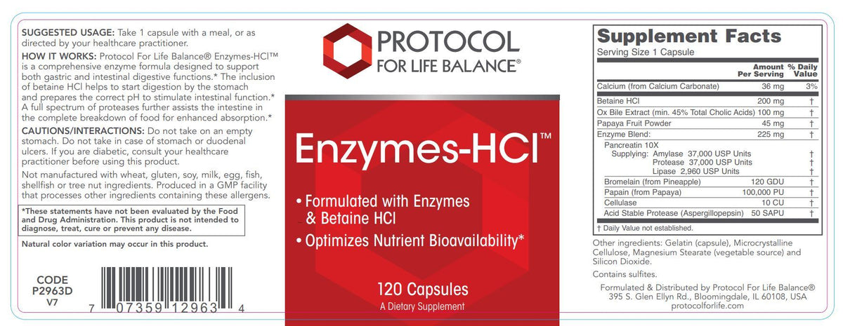 Enzymes-HCl™ - 120 Capsules | Healthy Habits Living
