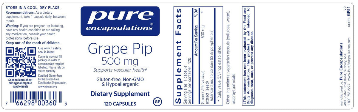 Grape Pip 500 mg - 120 Capsules | Healthy Habits Living