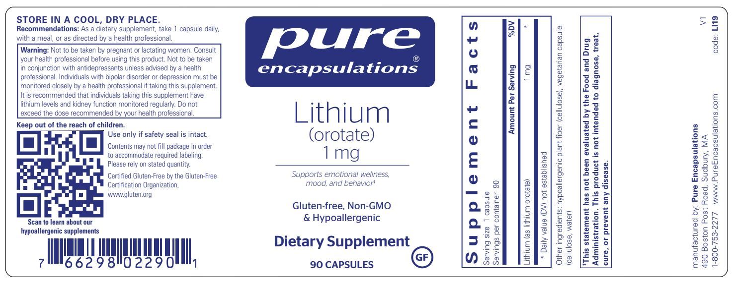 Lithium (orotate) 1 mg - 90 Capsules | Healthy Habits Living
