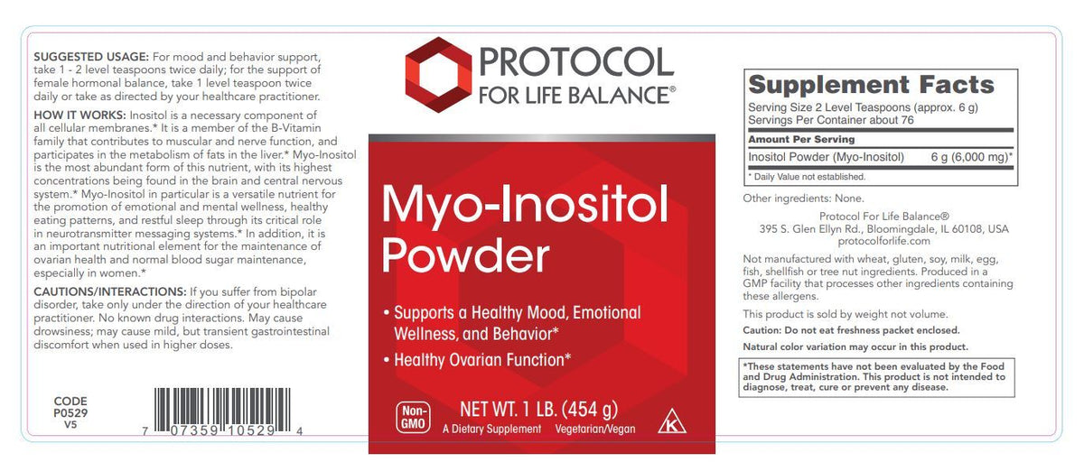 Myo-Inositol Powder- 454 Grams | Healthy Habits Living