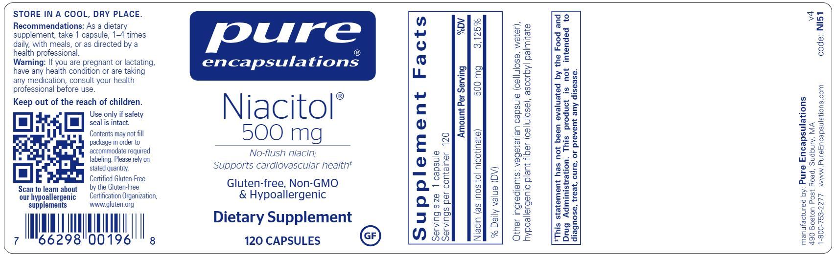 Niacitol (no-flush niacin) 500 mg | Healthy Habits Living