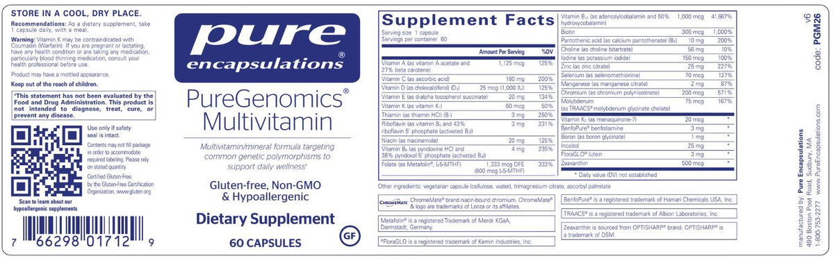 PureGenomics® Multivitamin - 60 Capsules | Healthy Habits Living