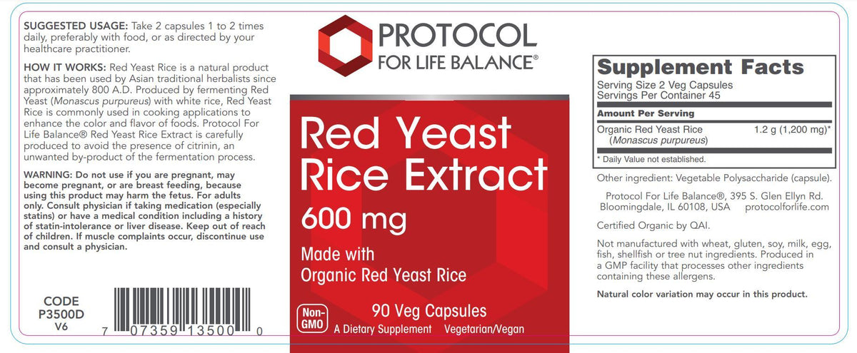 Red Yeast Rice Extract 600 mg - 90 Veg Capsules | Healthy Habits Living