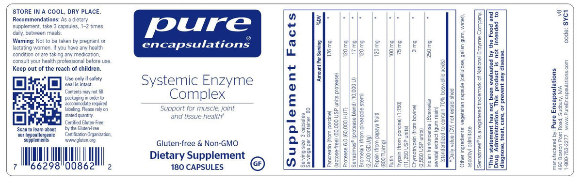 Systemic Enzyme Complex - 180 Capsules | Healthy Habits Living