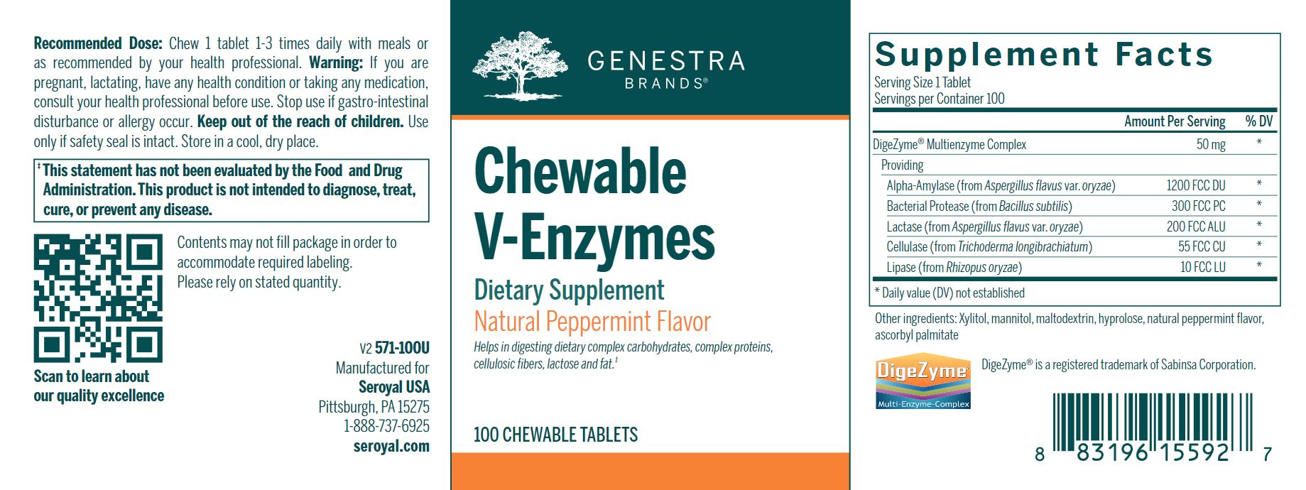Chewable V-Enzymes - 100 Chewable Tablets | Healthy Habits Living