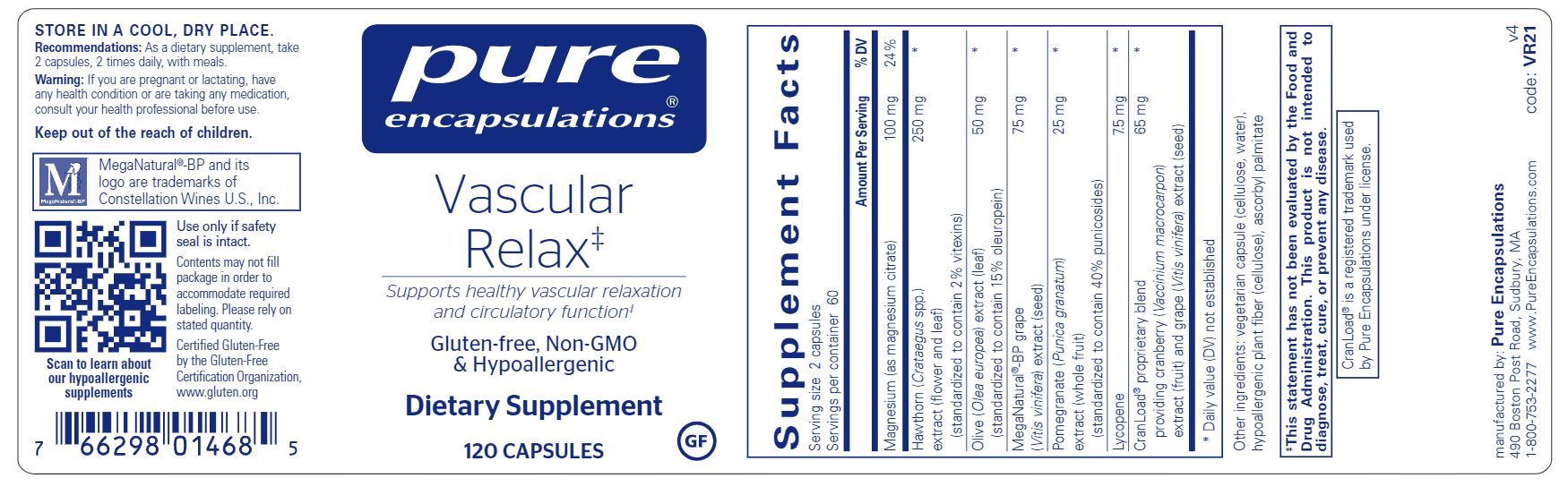 Vascular Relax - 120 Capsules | Healthy Habits Living